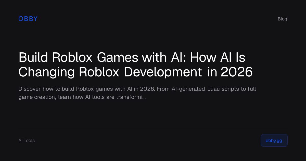 Build Roblox Games with AI: How AI Is Changing Roblox Developm… | Obby ...