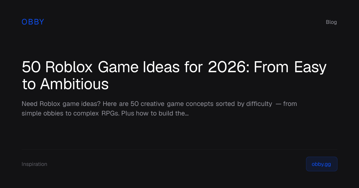 50 Roblox Game Ideas for 2026: From Easy to Ambitious | Obby | Obby