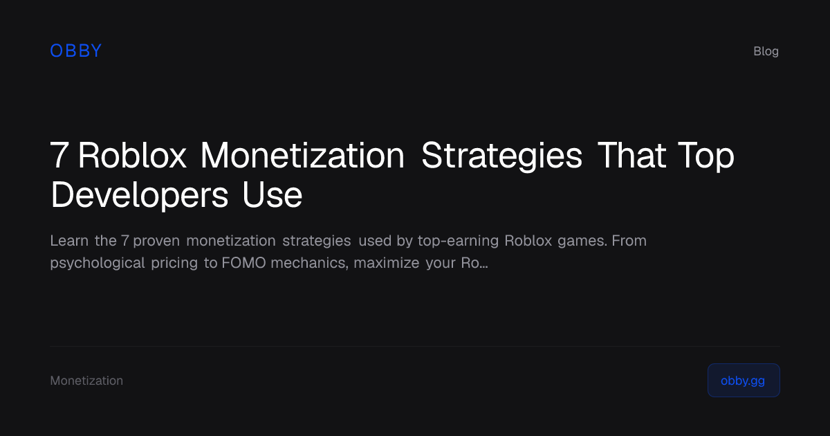 7 Roblox Monetization Strategies That Top Developers Use | Obby | Obby