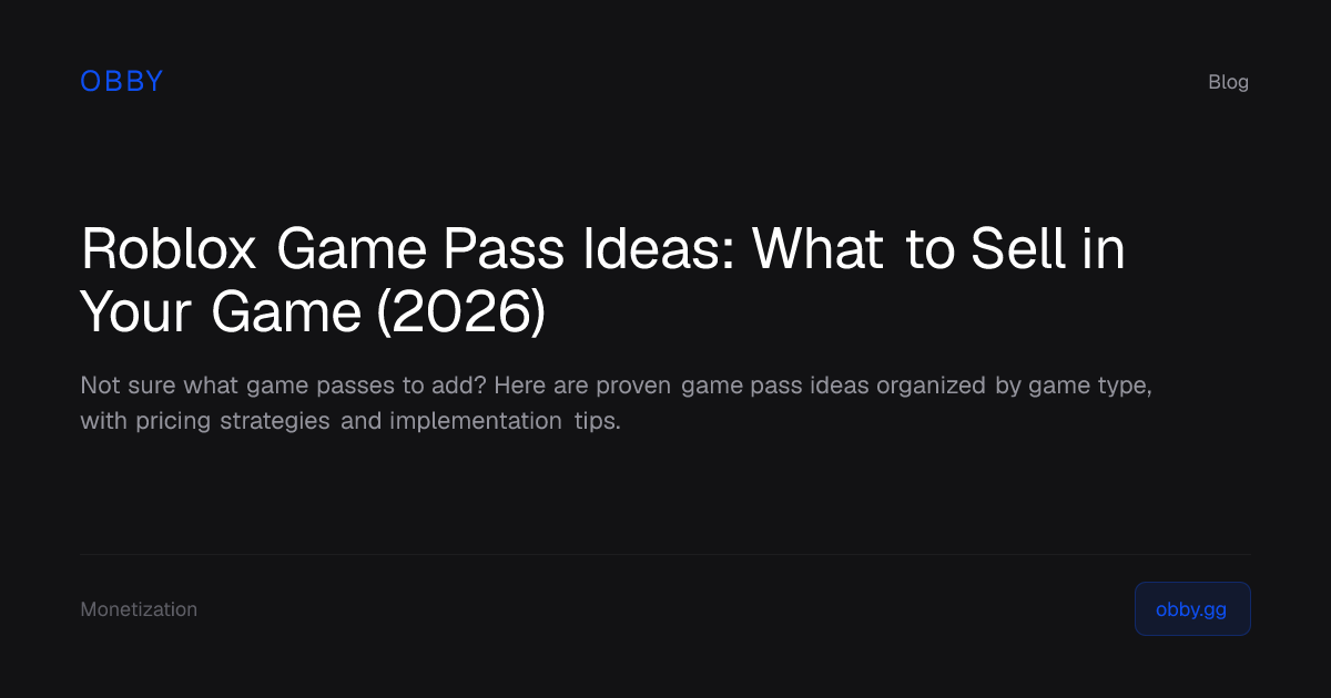 Roblox Game Pass Ideas: What to Sell in Your Game (2026) | Obby | Obby