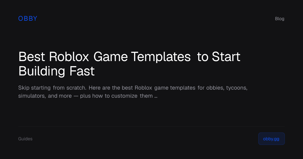 Best Roblox Game Templates to Start Building Fast | Obby | Obby