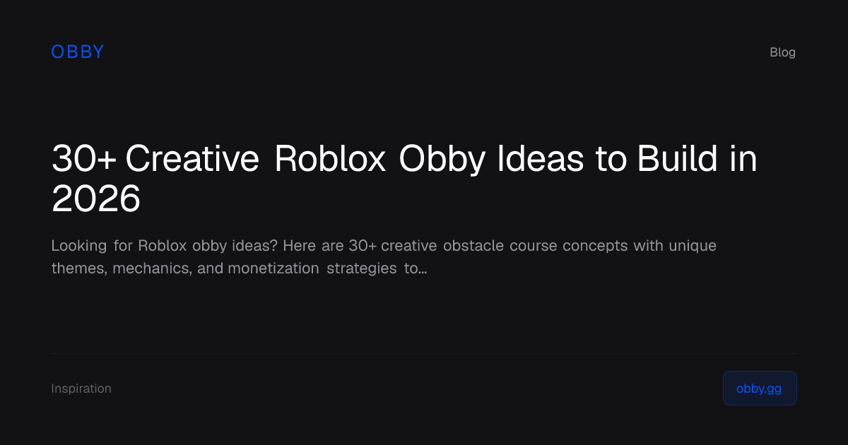 30+ Creative Roblox Obby Ideas to Build in 2026 | Obby | Obby